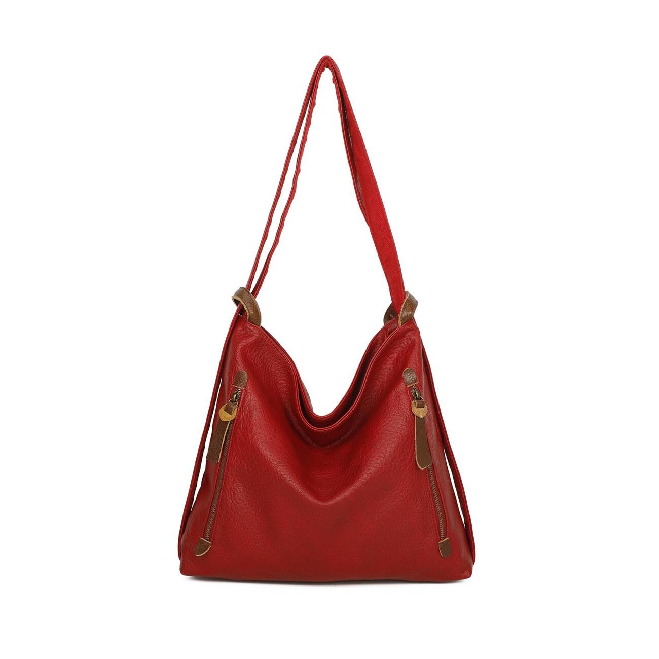 OBC Damen Tasche Rucksack 2 in 1 Umhängetasche Schultertasche PB593.Rot