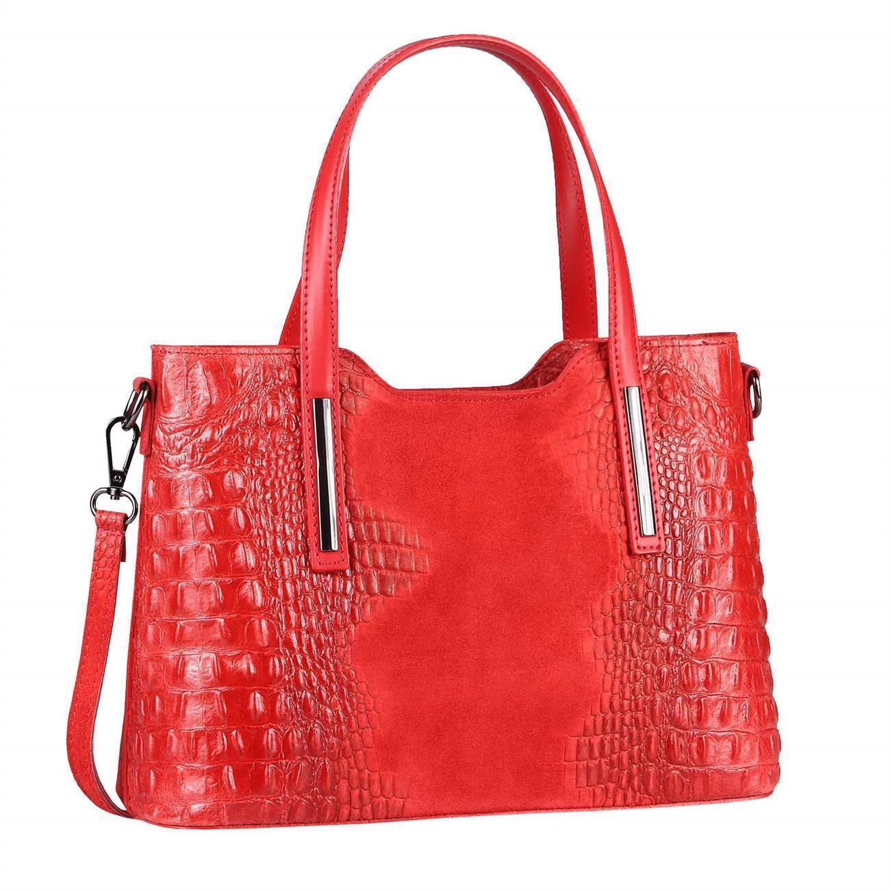 OBC MADE IN ITALY DAMEN Echt LEDER TASCHE KROKO-Prägung Business DB ...