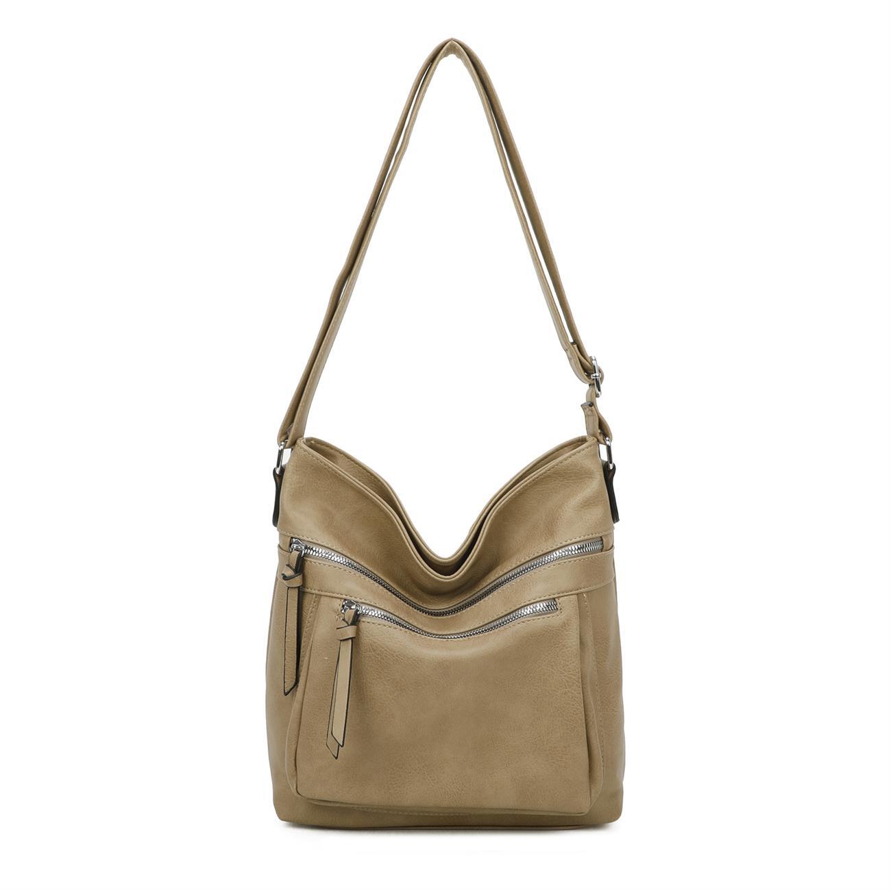 OBC DAMEN TASCHE Schultertasche Shopper Umhängetasche CrossOver PB270.Taupe
